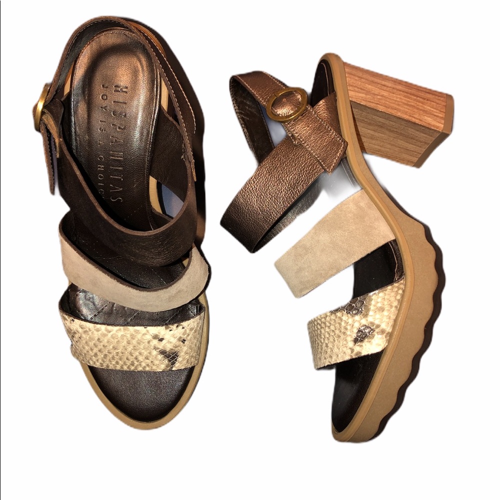 Hispanitas Suede Leather Mixed Buckle Sandals 38 - Gem